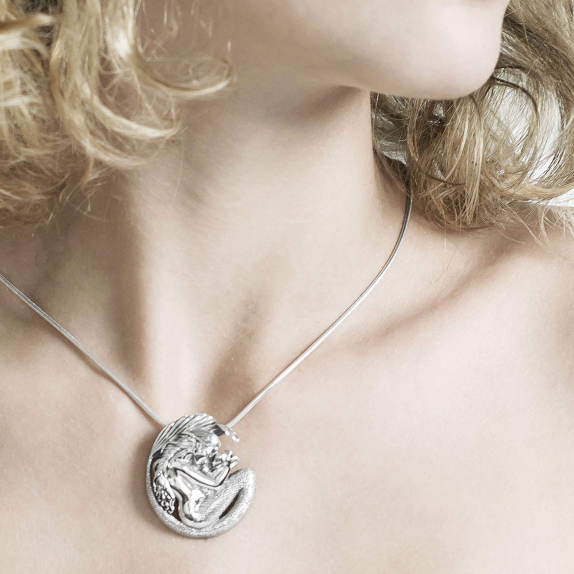 Motherhood - Mommy Mermaid and Baby Sterling Silver Pendant
