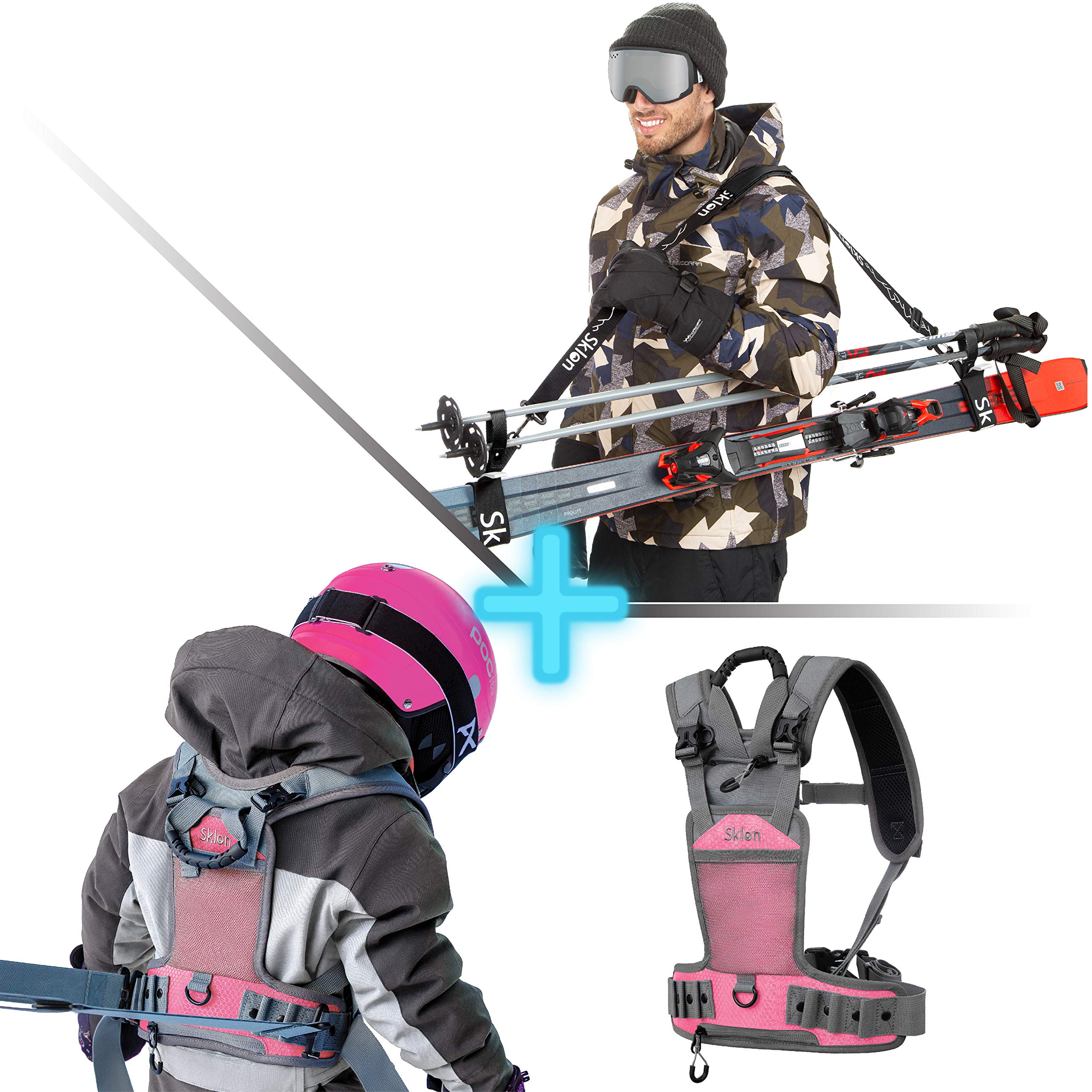 Ski & Snowboard Training Harness + Ski & Pole Carrier Bundle - Teach Your Child the Fundamentals of Skiing and Snowboarding - Complimented by Ski & Pole Carrier to Help Them Get to the Mountain