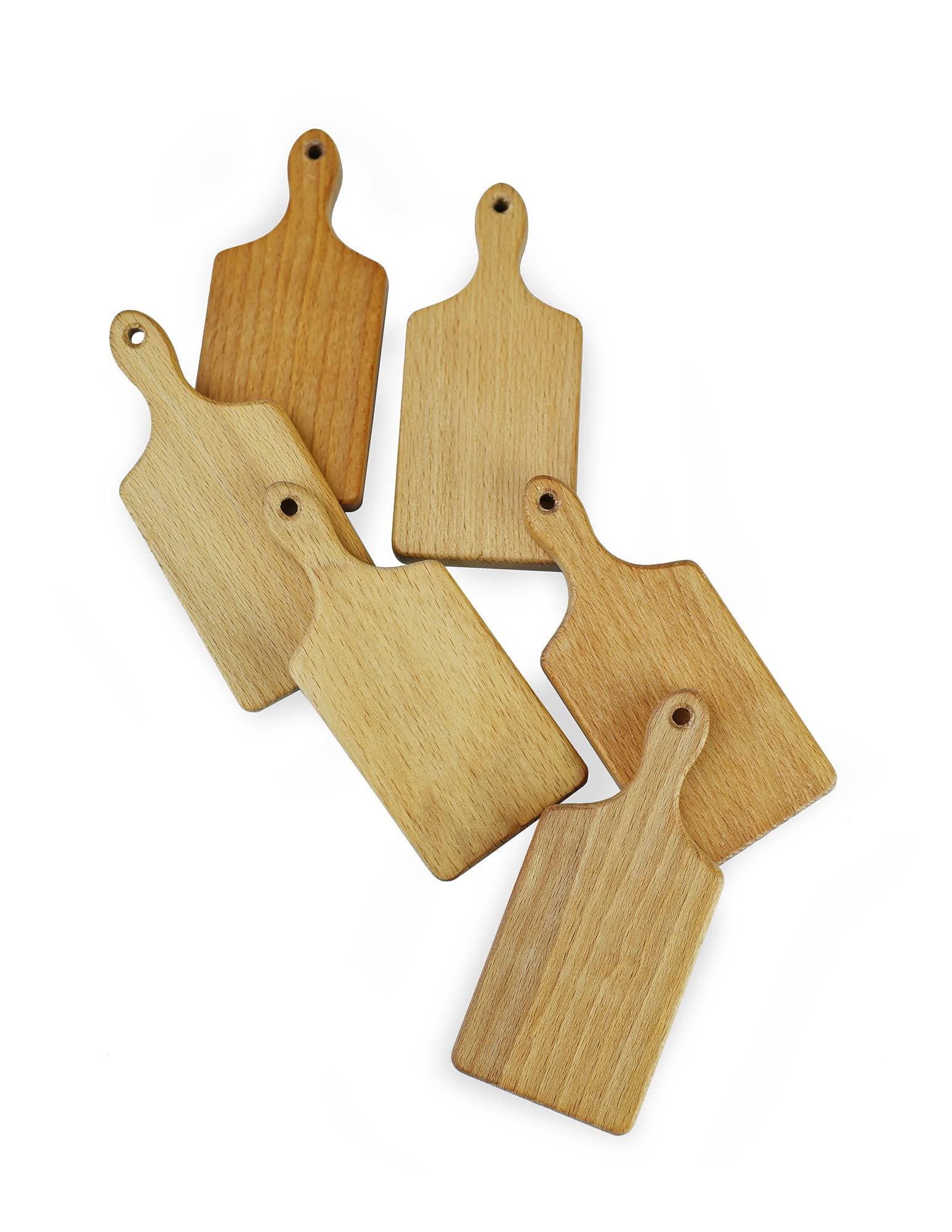 Woodla Mini Charcuterie Boards Cutting Board with Handle Set of 6 Pcs Beechwood, Bulk Pack