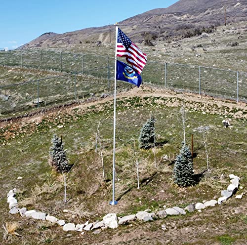 Service First Heavy Duty Delta Sectional Flag Pole Complete Kit (20 Foot, Silver)