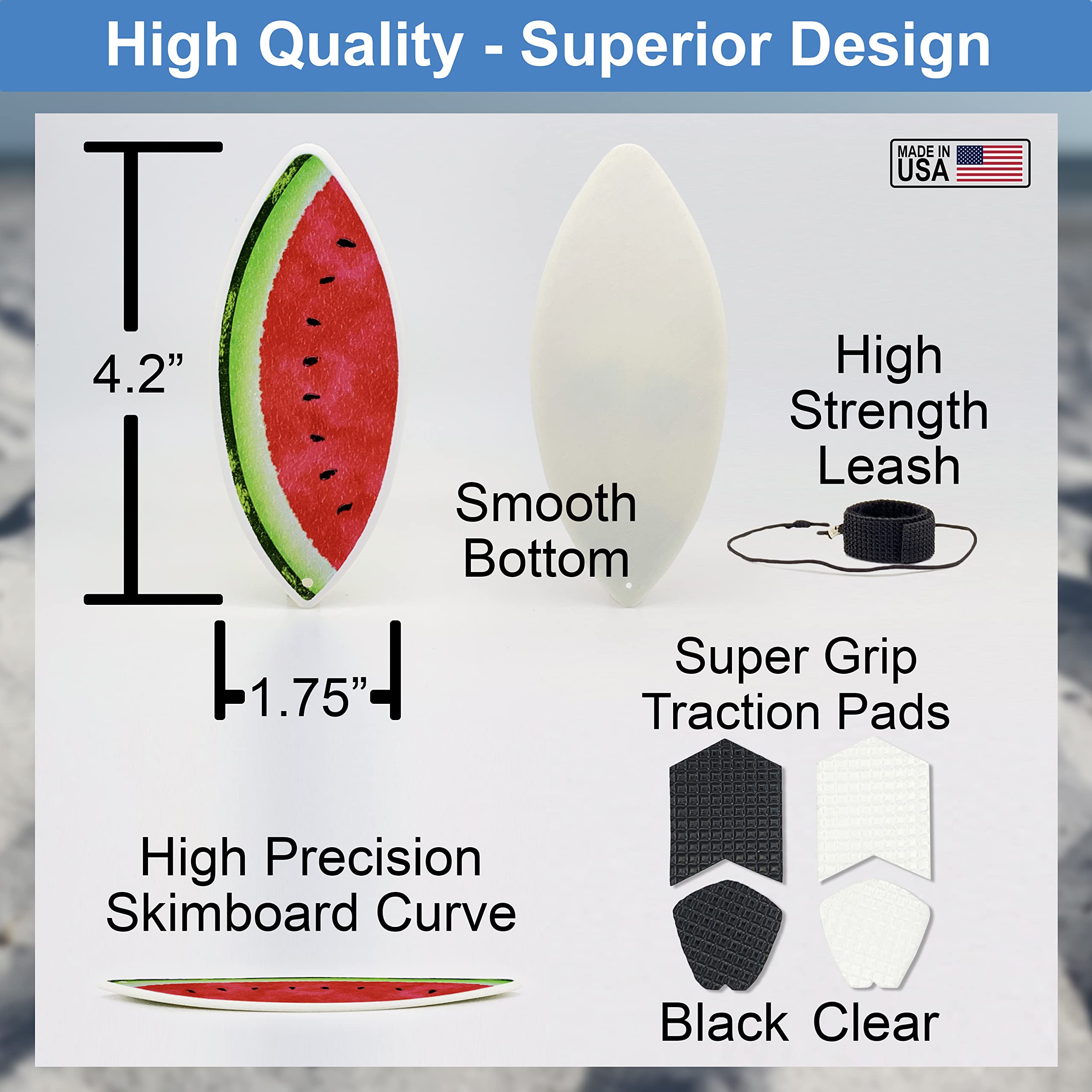 Shaka Minis Finger Skimboard | Finger Surfboard - Skim and Surf The Wind, Waves and Almost Anywhere (Watermelon)