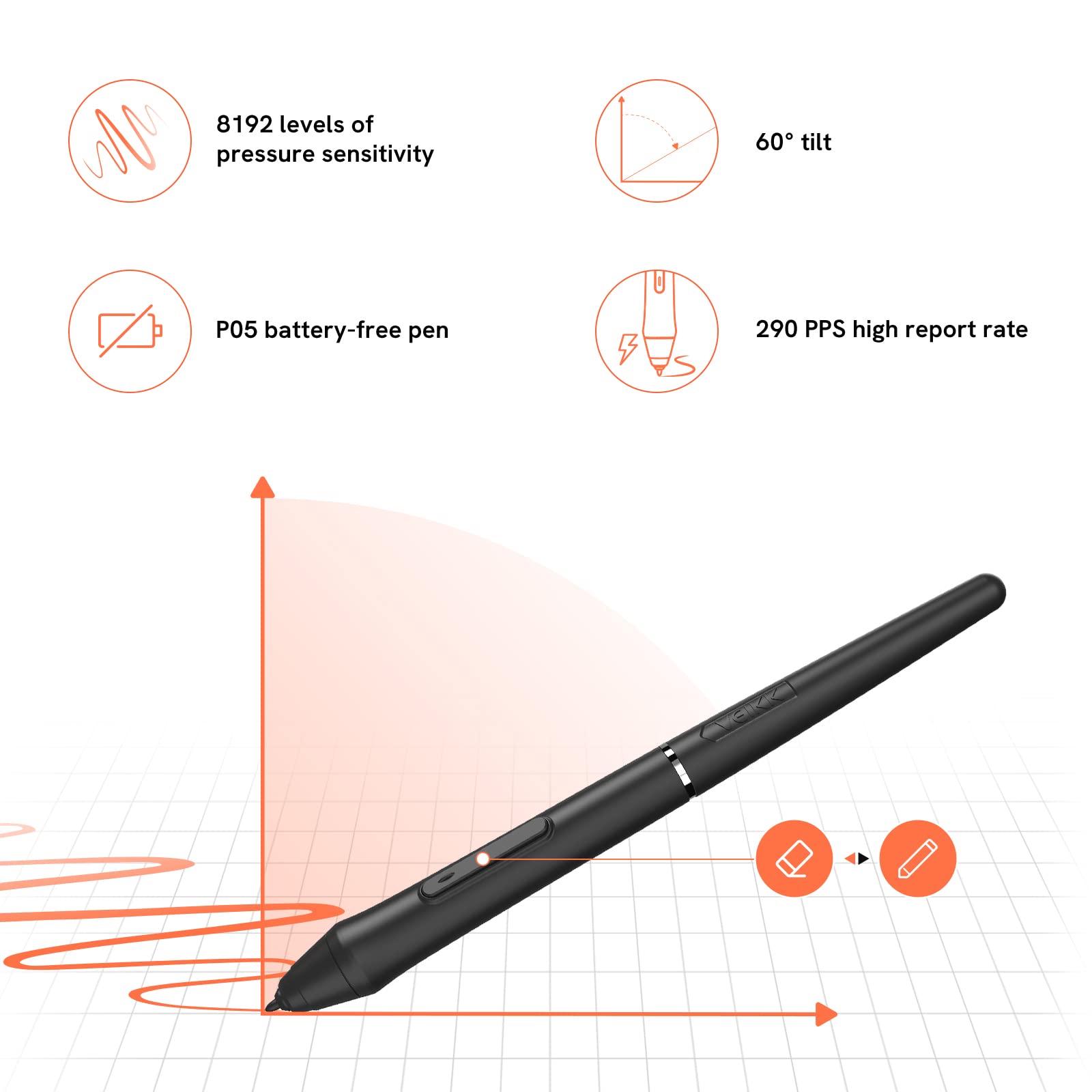 VEIKK Voila L Drawing Tablet 10x6 Inch Graphics Tablet with 4 Customized Keyboard Keys+ P05 Digital Pen