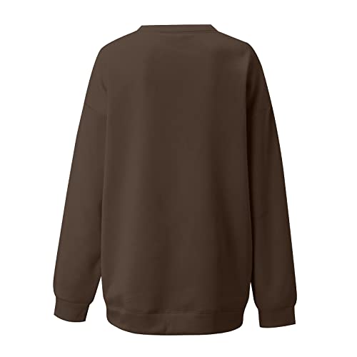 Women's Loose Casual Crewneck Sweatshirt Fashion Christmas Print Cute Pullover Autumn Long-Sleeved Comfortable Blouse
