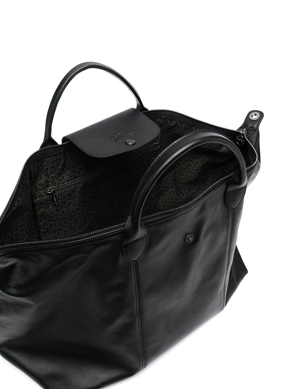 Longchamp 'Large Cuir Leather Top Handle Tote Shoulder Travel Bag, Black
