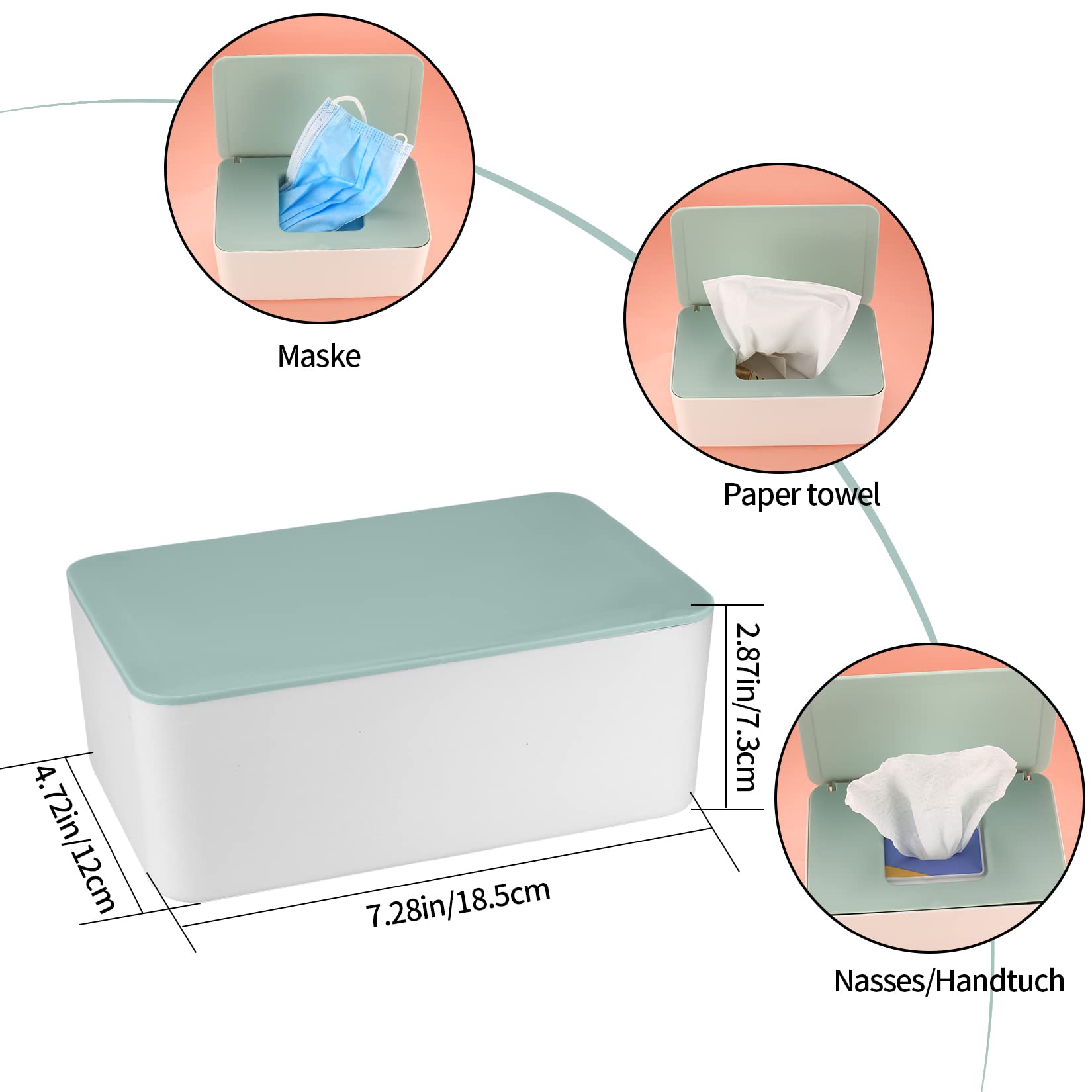 YOUYIDUN - 2 Pcs Wipes Dispenser, Baby Wipe Container, Wet Wipes Cases, Refillable Wipe Holders, Tissue Paper Storage Box Case Dispenser Non-Slip for Bathroom Baby Nursery, Keeps Wipes Fresh
