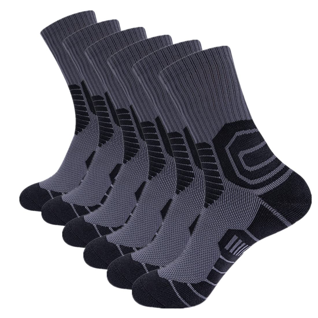 WIFFGO Athletic Cushioned Socks For Men Sports Wicking Running Compression Workout Size 6-14 Outdoor Mens Crew Socks