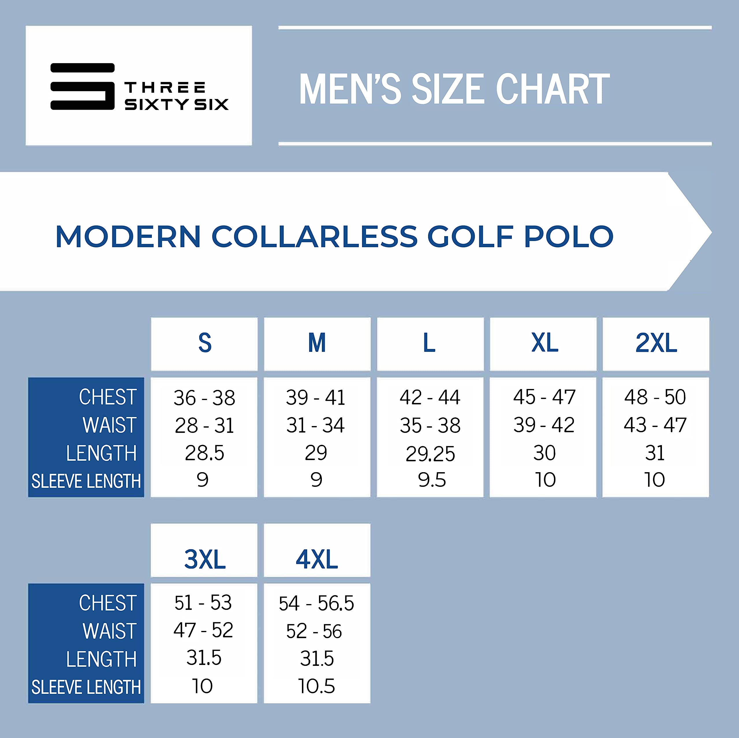 Three Sixty Six Men's Collarless Golf Polo - Lightweight, Moisture Wicking & Stretch Fabric
