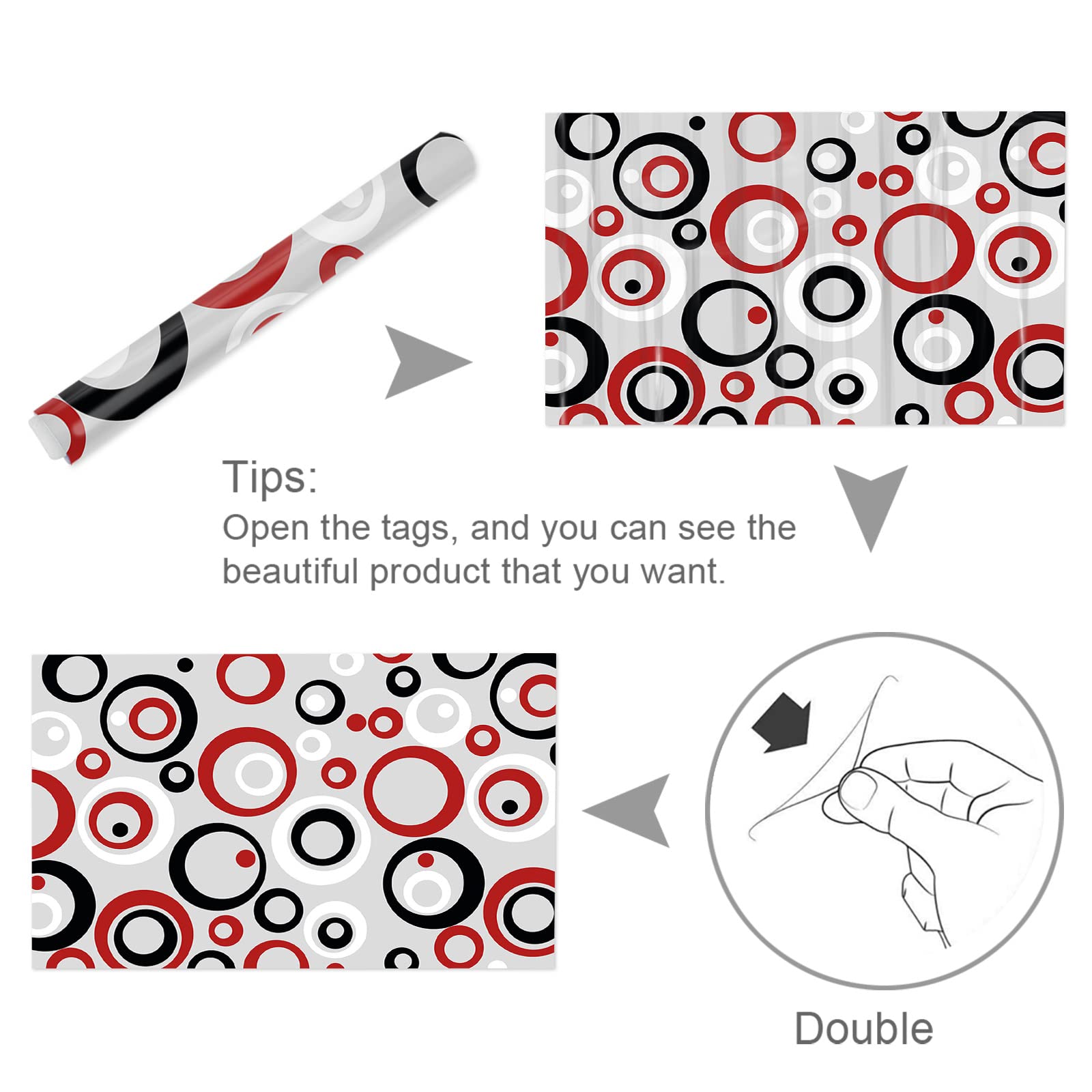 Modern Art Aquarium Background Poster Fish Tank Background for Fish Tank Backgrounds Wallpaper Decoration 16.4x24.4 inch Geometric Circle Black Red and White Texture