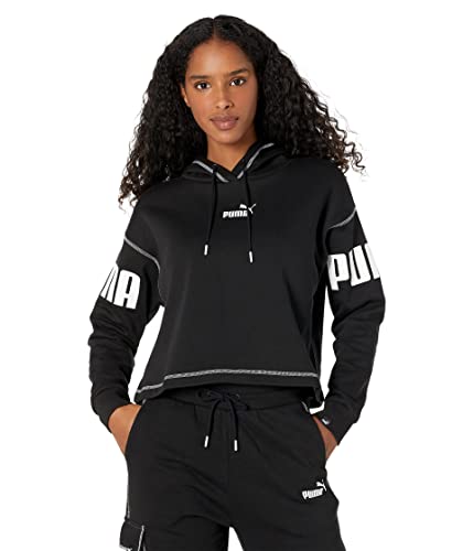 PUMA Womens Puma Power Fleece Hoodie Hooded Sweatshirt, Cotton Black, Small US