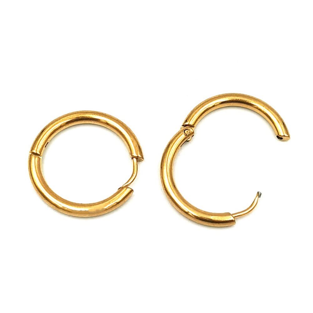 Unisex 18K Real Gold Plating Surgical Steel Sleeper Tiny Hoop Earrings,Nose Ring Septum Ring Helix Ring Daith Ring Lip Ring Nipple Ring Snug Ring Body Piercing Jewelry (Gold-10Pcs)