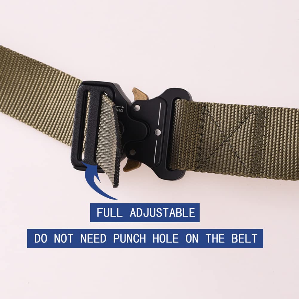 VISDEA Mens Tactical Belt Quick Release Black Canvas Belts For Men (Black, 125cm Suit for pant size < 43 inch)