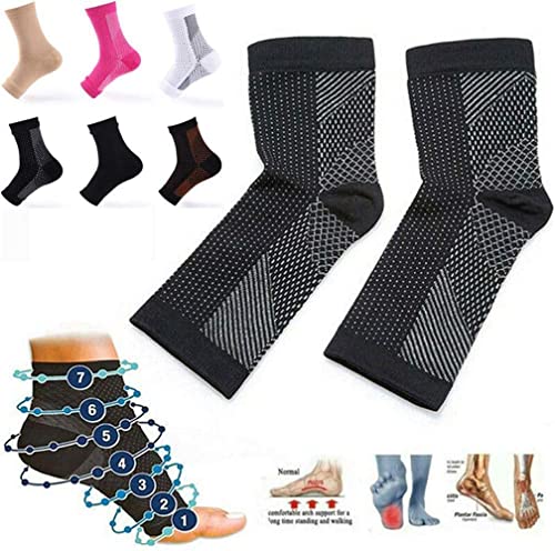 VEIRGAMO 6 Pairs Dr Sock Soothers Socks Anti Fatigue Compression Foot Sleeve Support Brace Sock For Men & Women, Foot Compression Sleeve For Pain (L/XL)