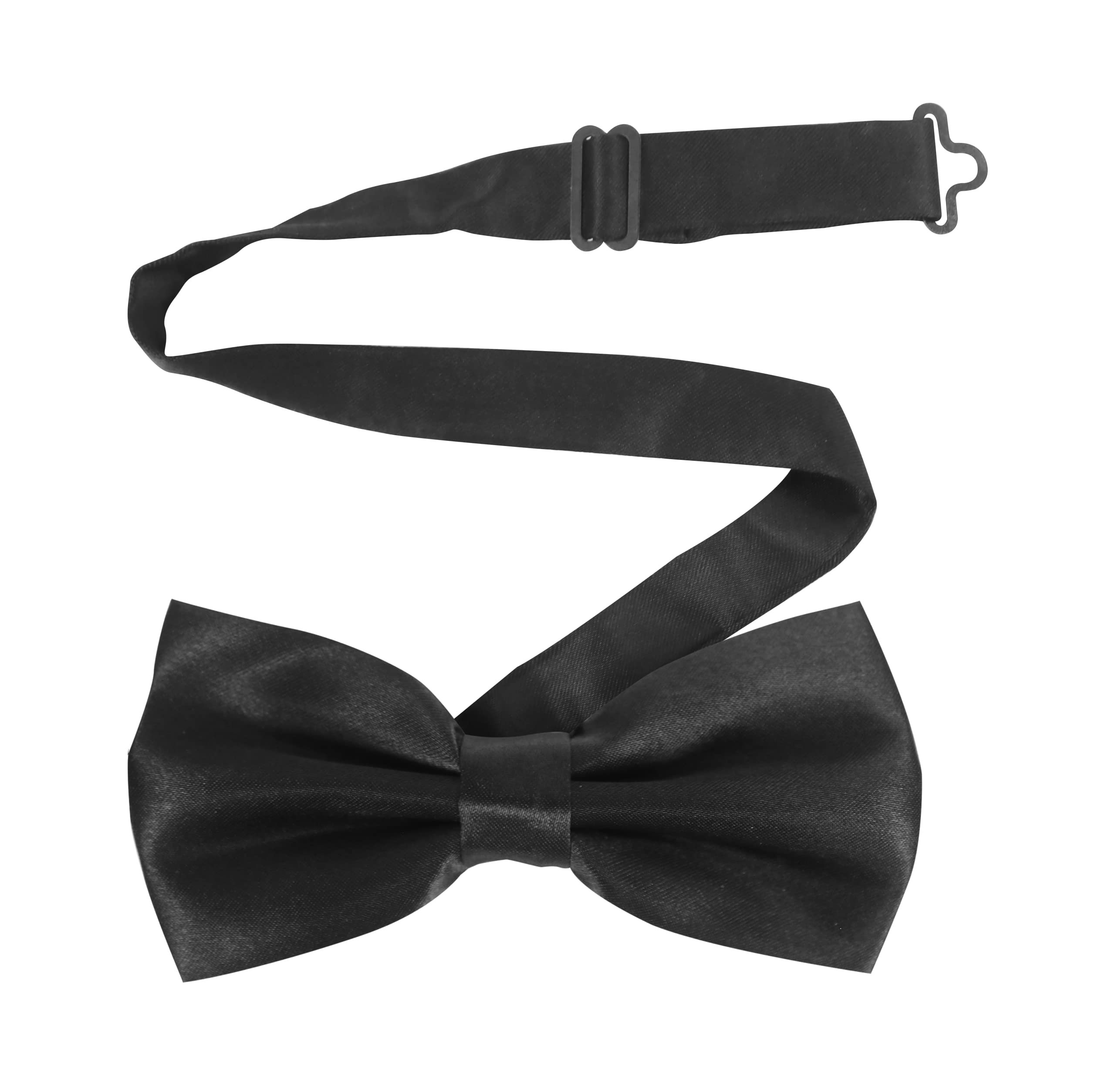 TASTION Black Bow Ties for Men Solid Color Pre-Tie Bow Tie Classic Plain Satin Formal Tuxedo Adjustable Bowties for Wedding & Party