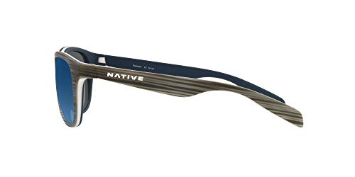 Native Eyewear Sanitas Round Sunglasses, Driftwood/White/Blue/Blue Reflex Polarized, 56 mm