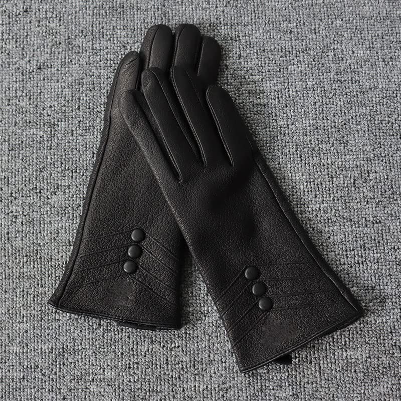 WALNUTA Winter Spring Woman Gloves Ladies Glove 70% Wool Knit Lining Women's Mittens (Color : A, Size : 9)