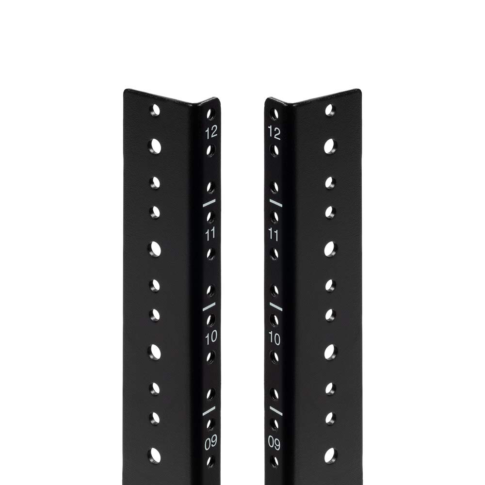 NavePoint 12U Vertical Rack Rail Pair DIY Kit with Hardware, Black