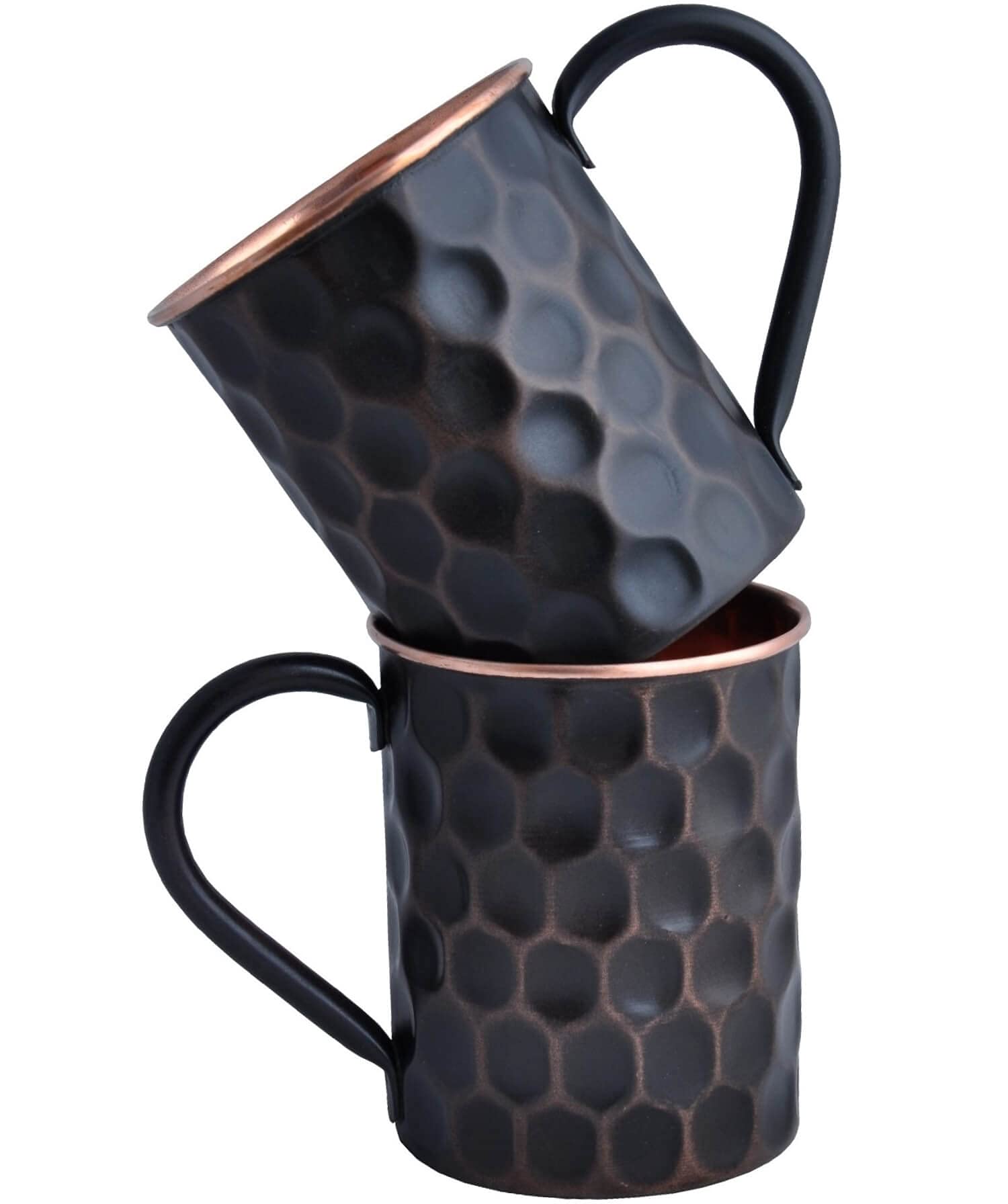 Staglife 20 Oz Honeycomb Black Matte Moscow Mule Pure Copper Mug Cups for Drinking Gifts for Him Her Genuine Copper Mugs for Moscow Mules Real Solid Tankard Cup Set of 2
