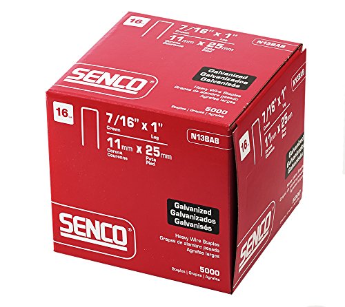 Senco N13BAB 16 Gauge by 7/16-inch Crown by 1-inch Length Electro Galvanized Staples (5,000 per box)