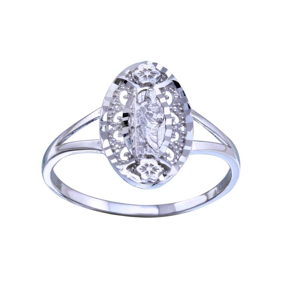 SURANO DESIGN JEWELRY Sterling Silver Saint Jude Diamond Cut Finish Ring (6)
