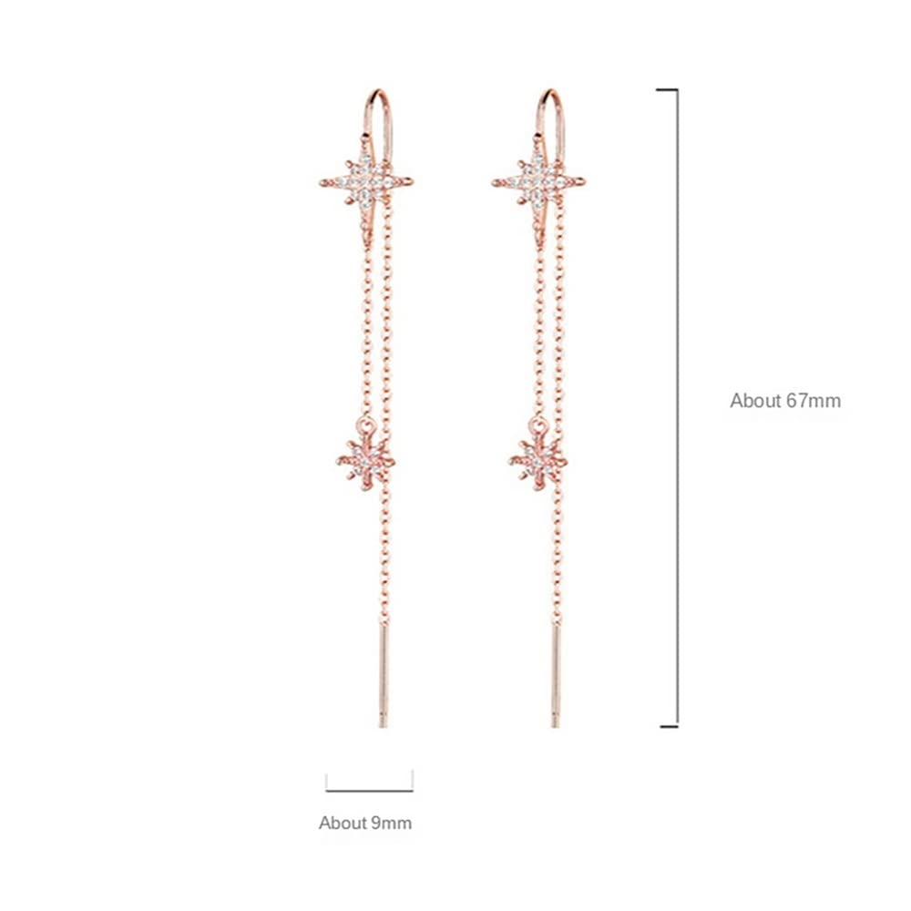 Trendy Exquisite Star Thread Drop Earrings for Women Temperament Long Tassel Ear Line Earring Gift (Color : Y20147 Gold)