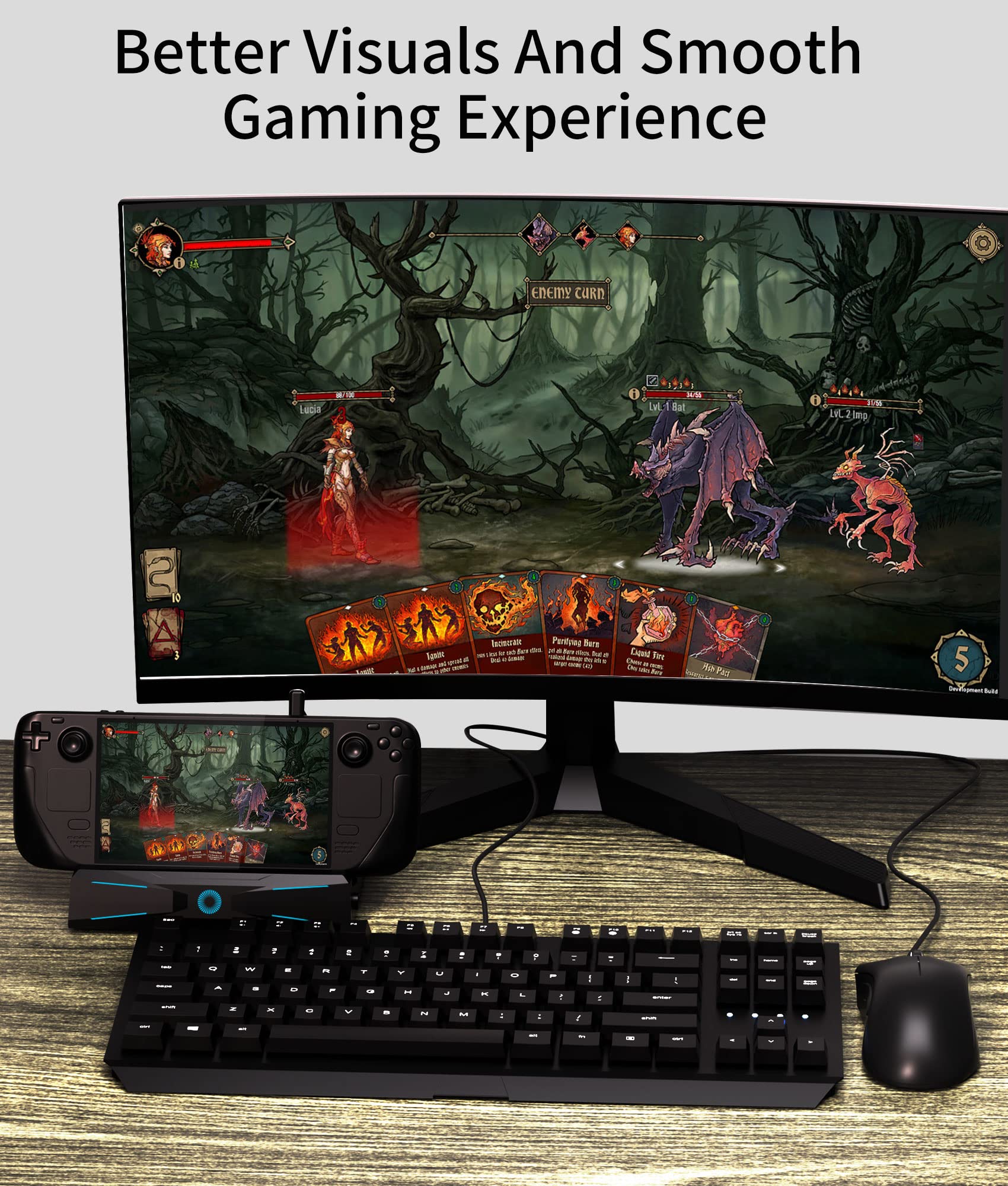 TV Docking Station Compatible for Switch Steam Deck 6-in-1 Hub Steam Deck Dock Switch Dock with 4 USB-A 3.0, HDMI, PD 3.0 Fast Charger USB-C, and Full Speed Charging USB-C Port Designed
