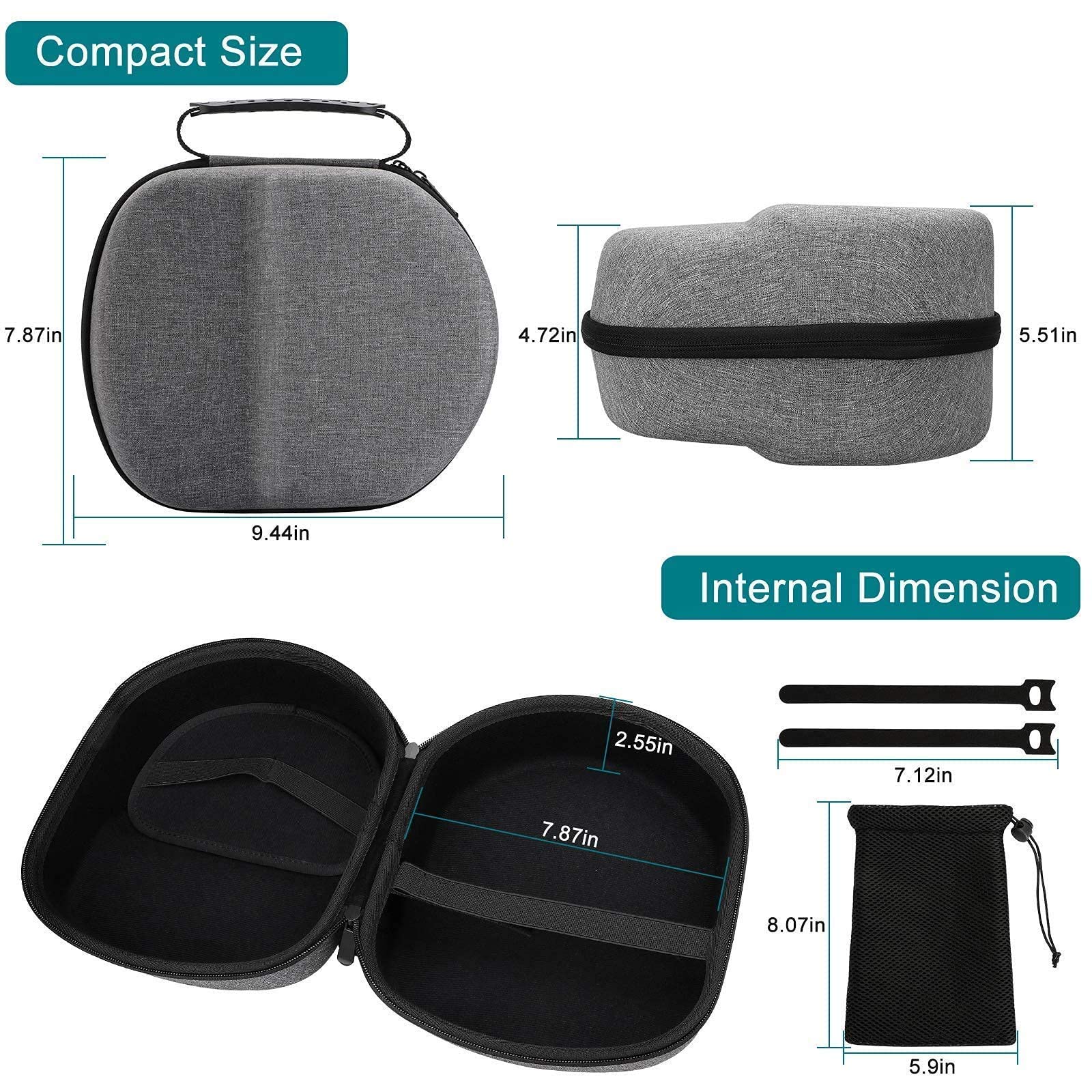 Oculus Quest 2 Carrying Case, Hard Travel Case, Compact Carrying Case Compatible with Oculus Quest, Oculus Quest 2, Protect Oculus Quest VR Gaming Headset and Controllers Accessories