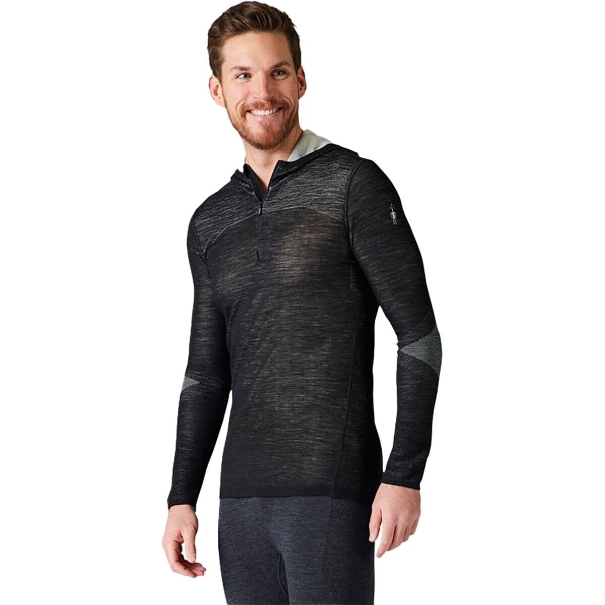 Smartwool Men's Intraknit Thermal Merino Wool Base Layer — Half Zip Hoodie (Slim Fit), Charcoal Heather, Medium