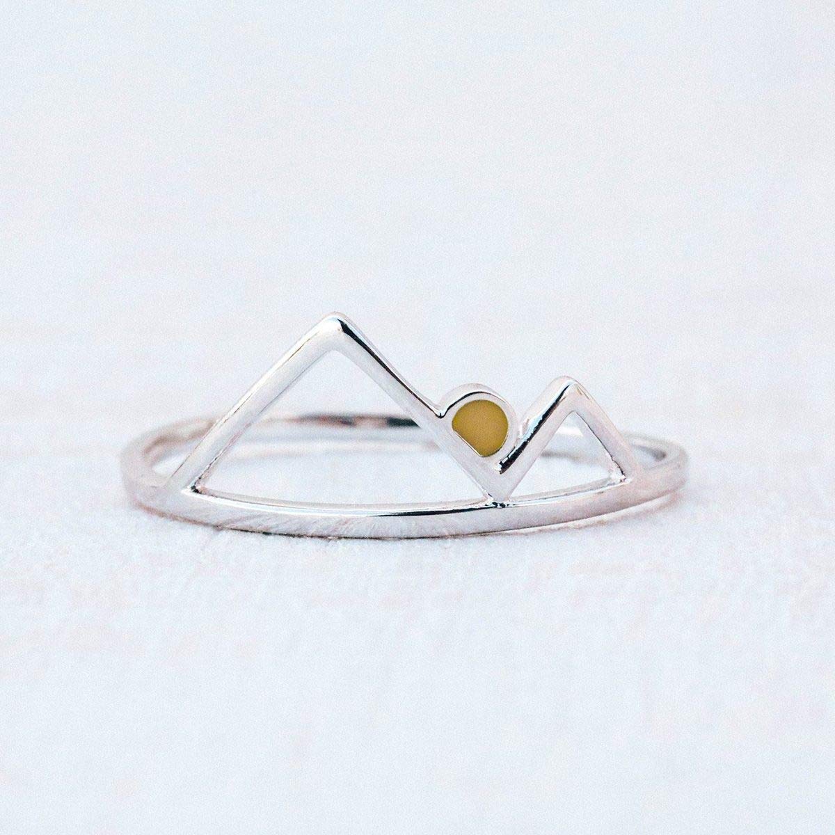 Pura Vida Silver-Plated Sunrise Ring - Hammered Finish, Brass Band, Exclusive Design - Size 7