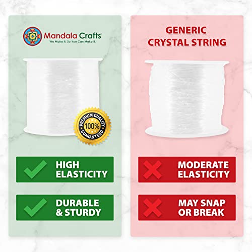 Mandala Crafts Crystal String Transparent 0.8mm Elastic Cord for Jewelry Making - 65 YDs Stretchy Elastic String Beading Cord - Elastic Bracelet String for Bracelet Making