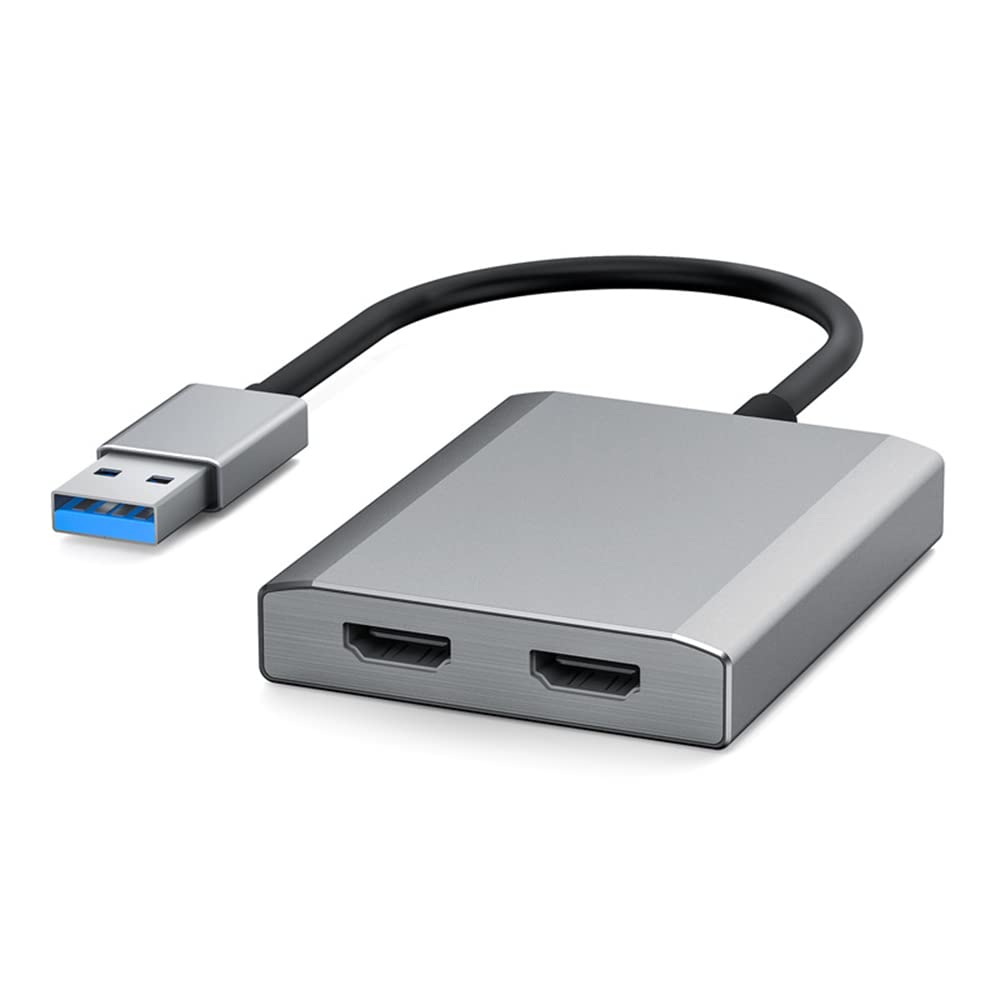 WJESOG USB 3.0 to Dual HDMI Adapter (MST) Both Windows and Mac OS Systems can Support mirroring and Expansion Mode, Compatible with M1 chip