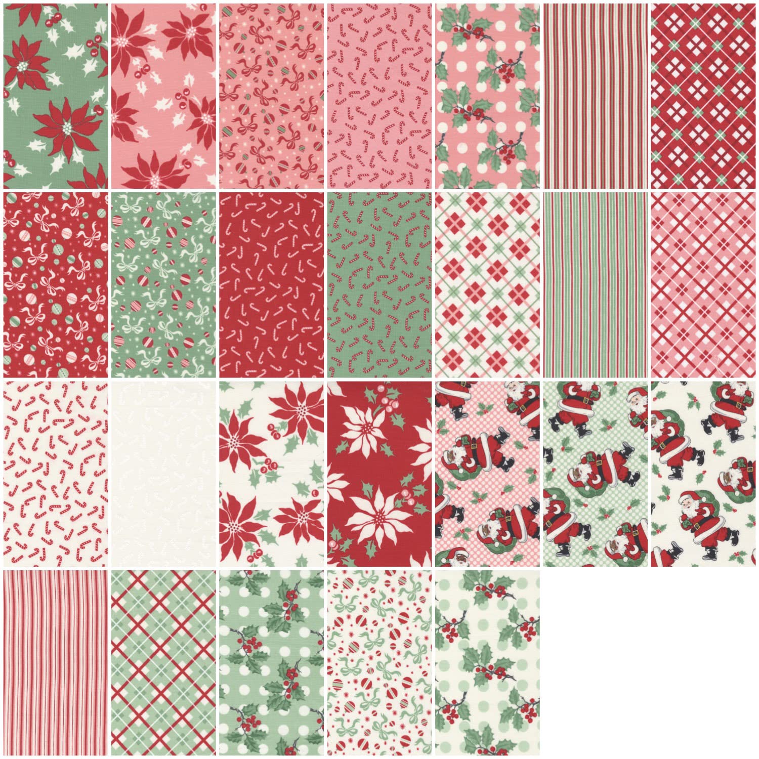Moda Fabrics Holly Jolly Charm Pack by Urban Chiks; 42-5 Inch Precut Quilt Squares, Assorted