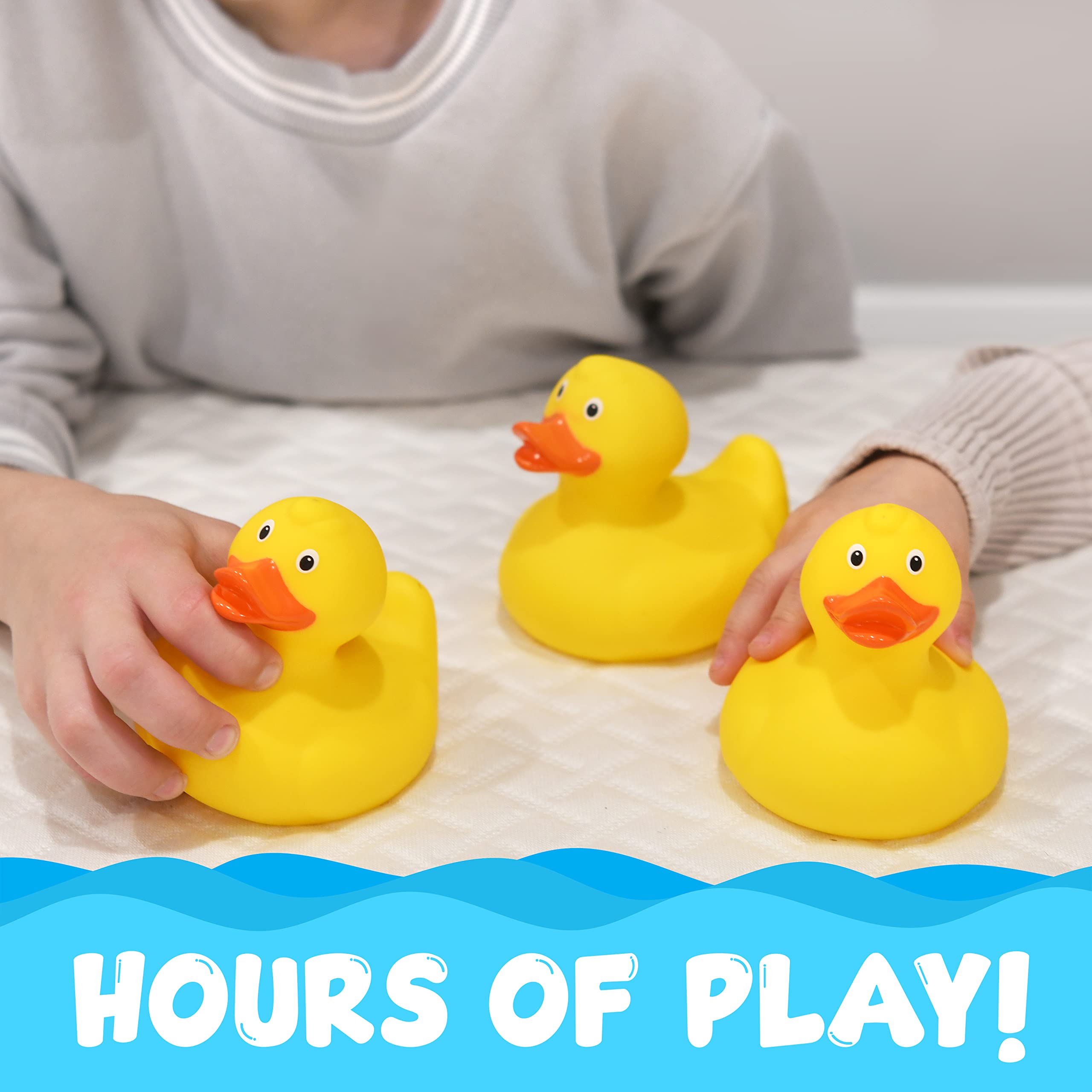 Tribello Large Yellow Rubber Duck for Bath / Pool Toys Play for Kids - Floating Rubber Ducky, - 4” Inch 3 Pack