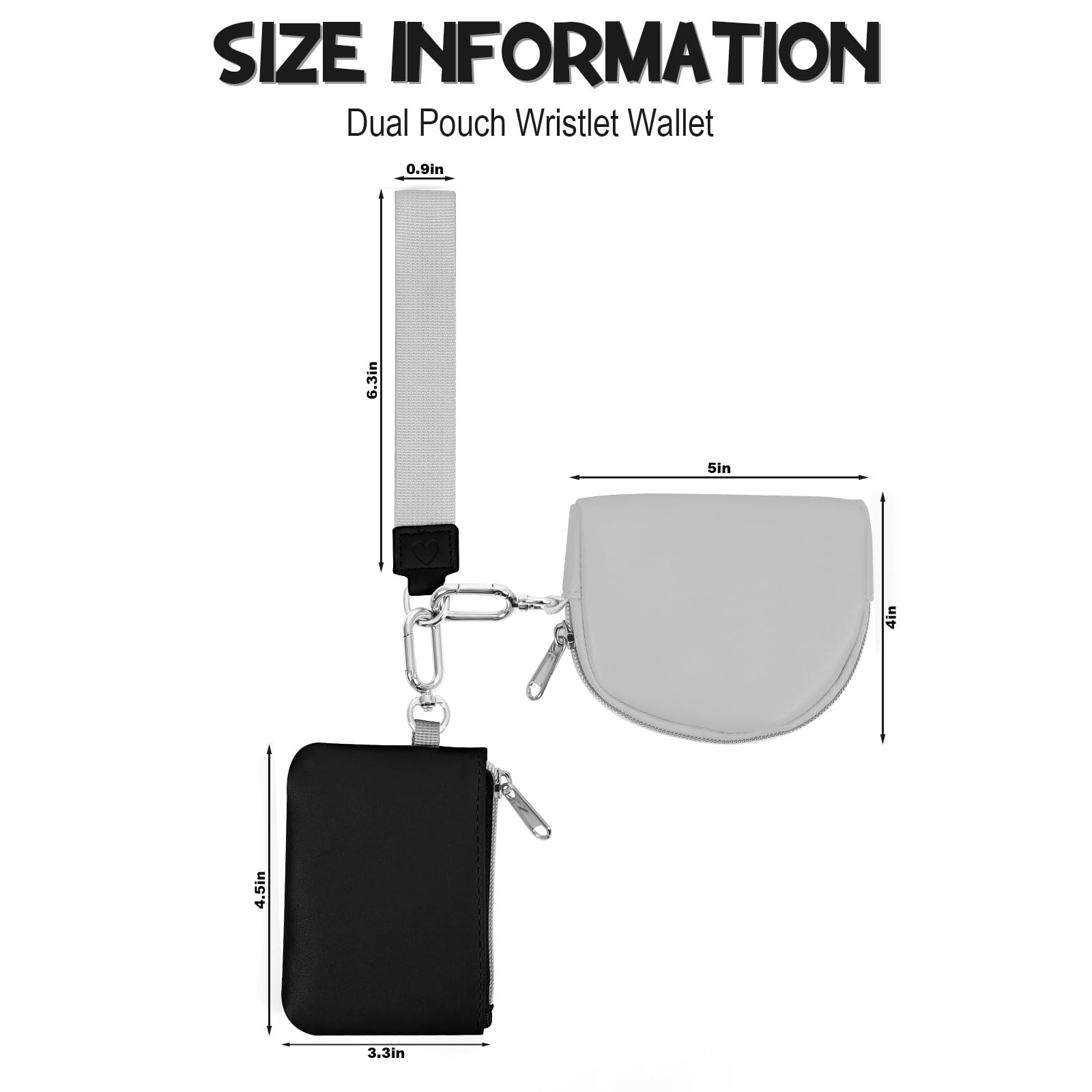 ZRRAJOY Wallet for Woment Dual Pouch Wristlet Portable Wallet Coin Purse Mini Women Coin Pocket(Black+Grey)