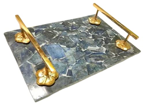 Serving Tray for Home Décor Black Marble Design Serving Tray, Decorative Round Tray, Coffee Tray, Ottoman Tray for Home Or Office Storage Decoration by TOUSEEF International Crafts