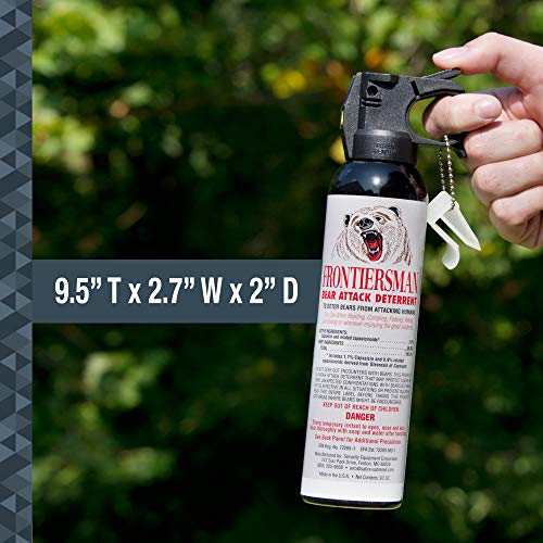 SABRE Frontiersman 9.2 fl oz. Bear Spray, Maximum Strength 2.0% Major Capsaicinoids, Powerful 35 ft. Range Bear Deterrent, Outdoor Camping & Hiking Protection