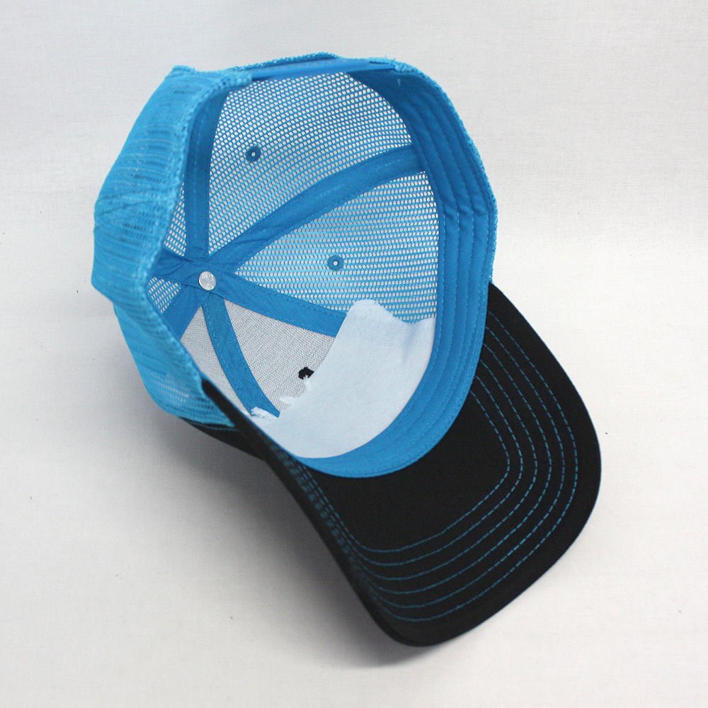 Plain Contrast Stitch Two Tone Cotton Mesh Men Women Snap Back Trucker Baseball Cap (Navy/Red/White)