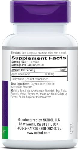 Natrol Alpha Lipoic Acid 300 Milligrams - 50 Caps (Packs of 3)