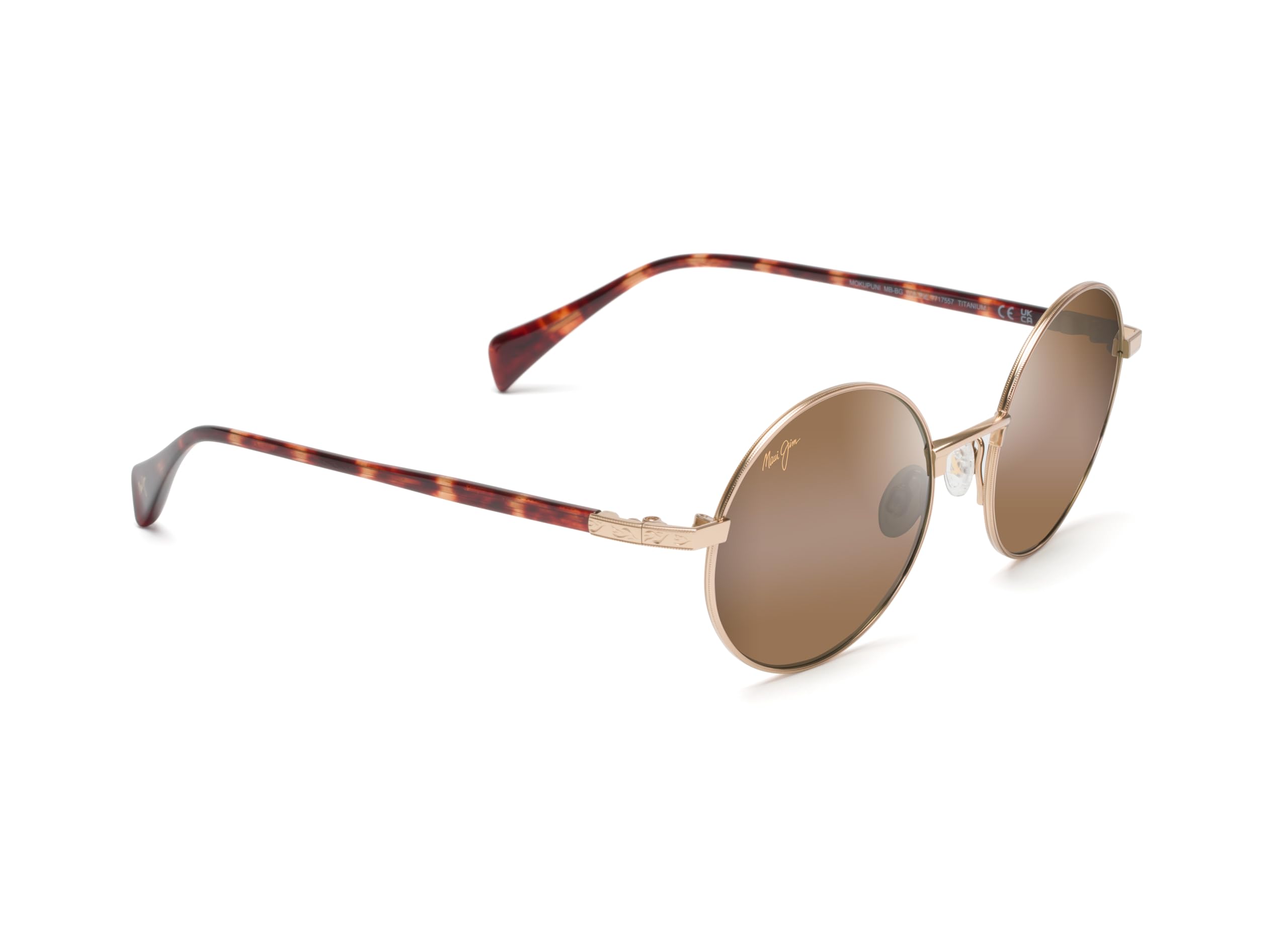 Maui Jim Mokupuni Round Sunglasses, Gold/Hcl Bronze Polarized, Medium