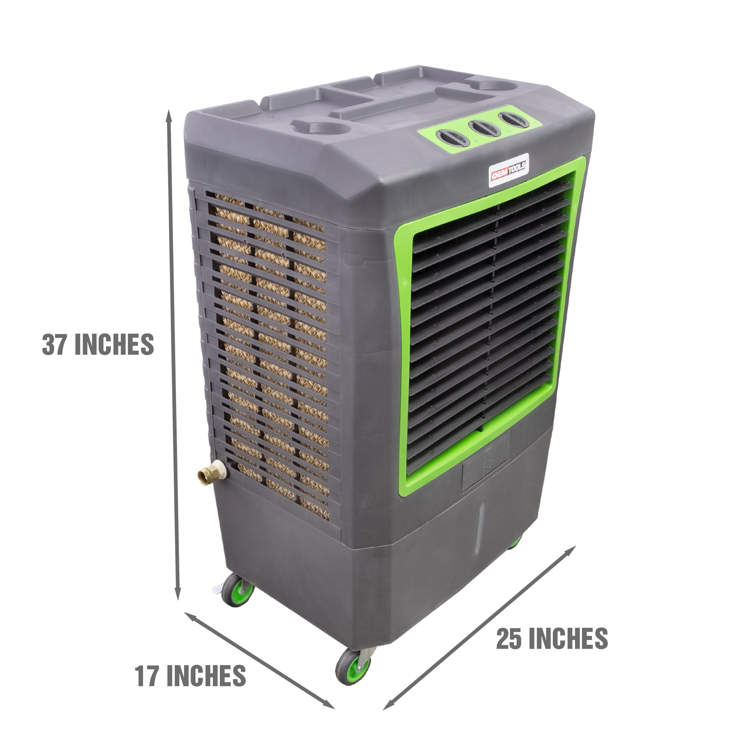 OEMTOOLS 23968 3-Speed Evaporative Cooler, Green and Gray, Cools Up to 950 Square Feet, 3100 CFM, Portable Cooler Fan