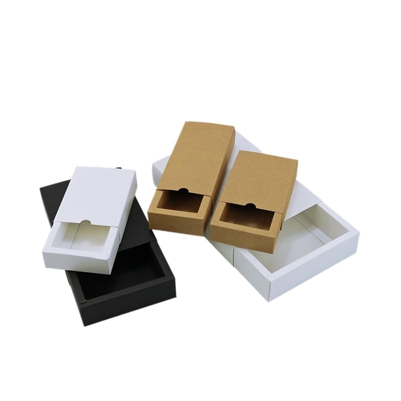 MODADA Gift Bags 10pcs Kraft Paper Drawer Packaging Box Clothing Candy Packaging Gift Boxes (Color : Kraft, Size : 25x10x3.5cm)