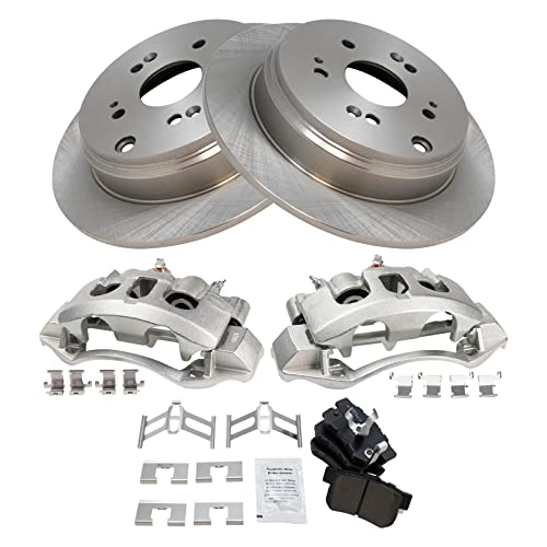 TRQ Rear Brake Calipers Ceramic Pads & Rotors Compatible with 13-18 RDX 12-16 Honda CR-V