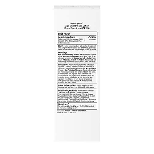 Neutrogena Age Shield Face Lotion Sunscreen with Broad Spectrum SPF 110, Oil-Free & Non-Comedogenic Moisturizing Sunscreen to Prevent Signs of Aging, 3 fl. oz