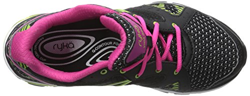 Ryka Women's Vida RZX Cross-Training Shoe, Black/Ryka Pink/Lime Blaze, 8.5 M US