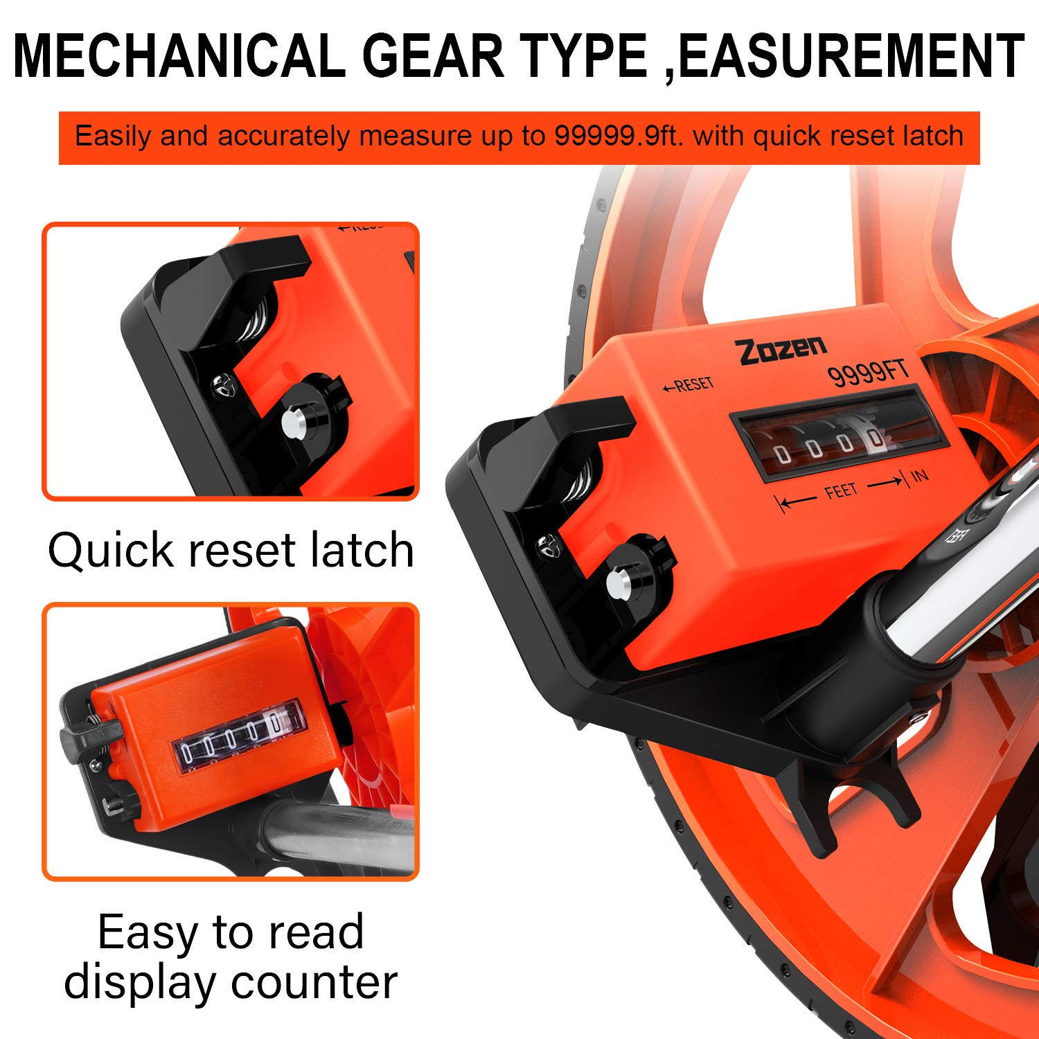 Zozen Distance Measuring Wheel with Marking Flags, Measure Wheel Collapsible Industrial Measuring Wheel in Feet and Inches with Carrying Bag