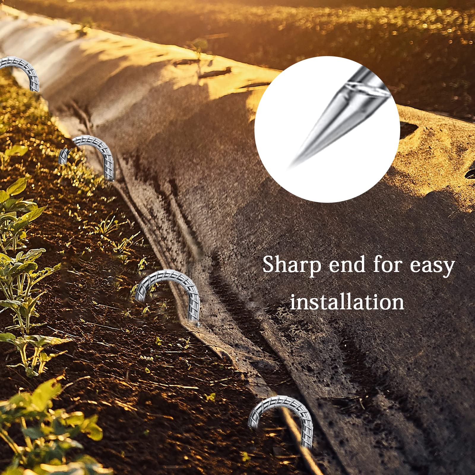 Rebar-Stakes-12-Inch-Galvanized, J Hook Rebar Stakes 6 Pack Ground Anchors Tent Stakes Heavy Duty for Plants Anti-Rust Landscape Fabric Stakes Artificial Turf