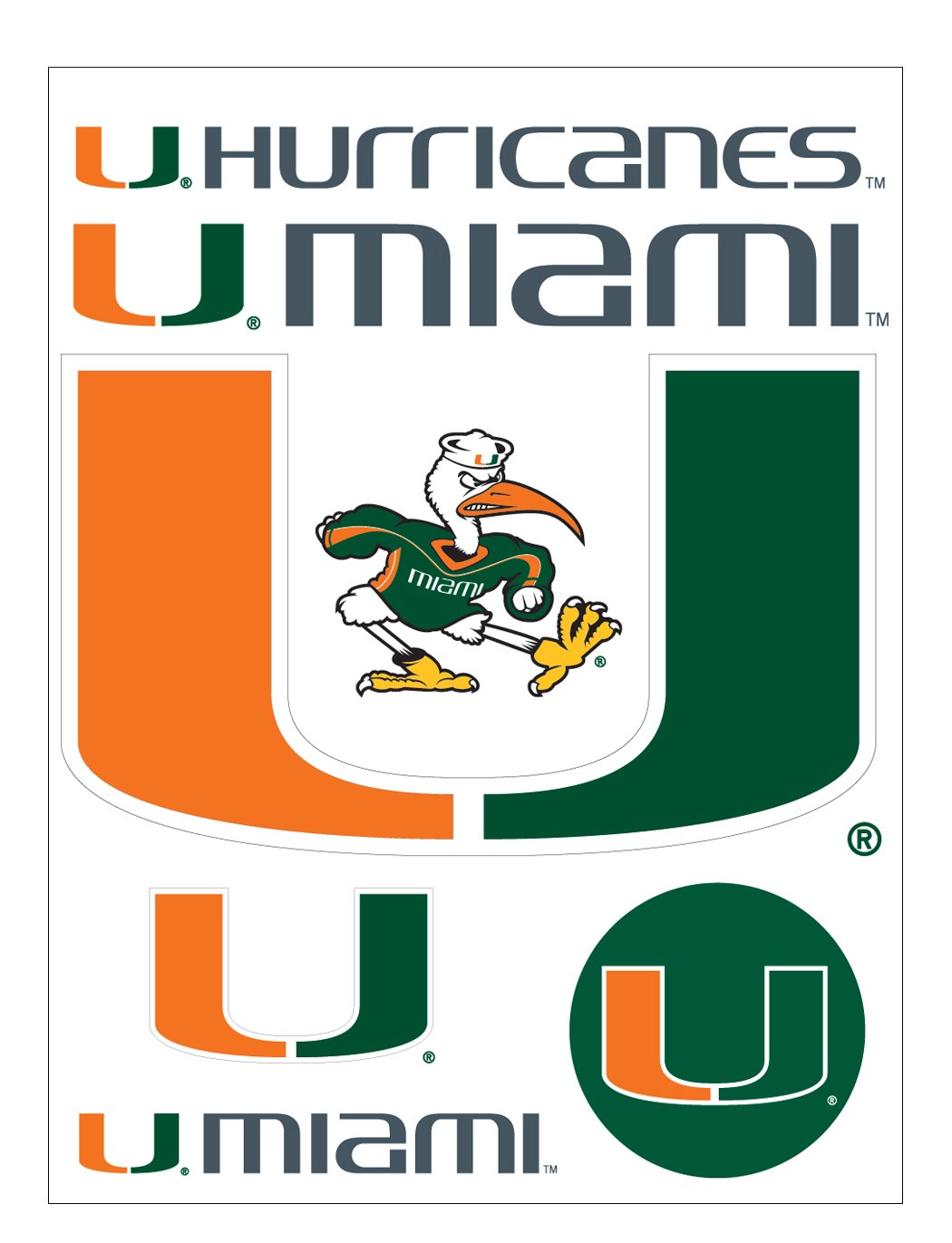 me & my BIG ideas laptopSTICKS Removable Laptop Stickers, Miami Hurricanes