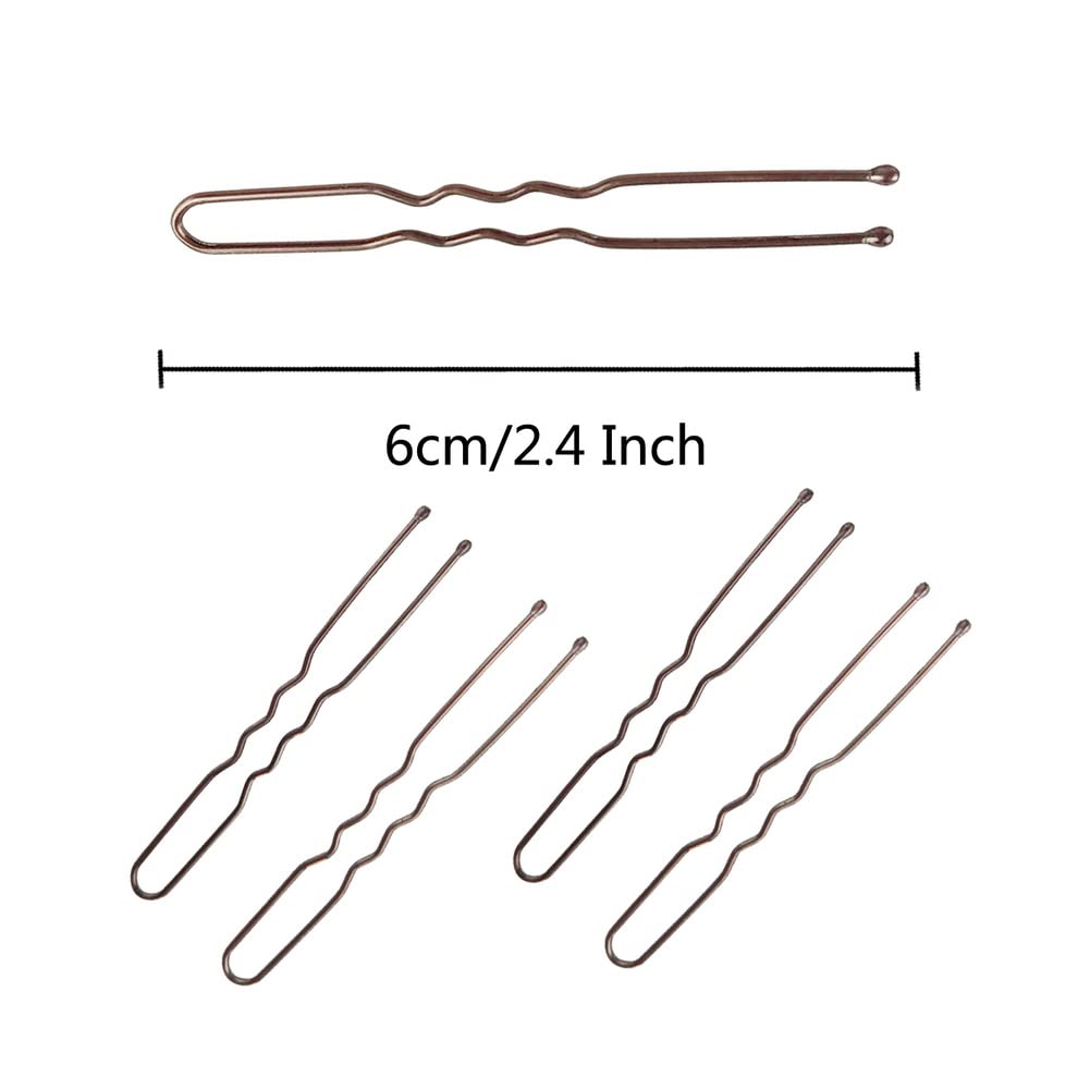 U Shaped Hair Pins,200Pcs 6cm Bun Hair Pins with Storage Box by PEOUWNES, Brown