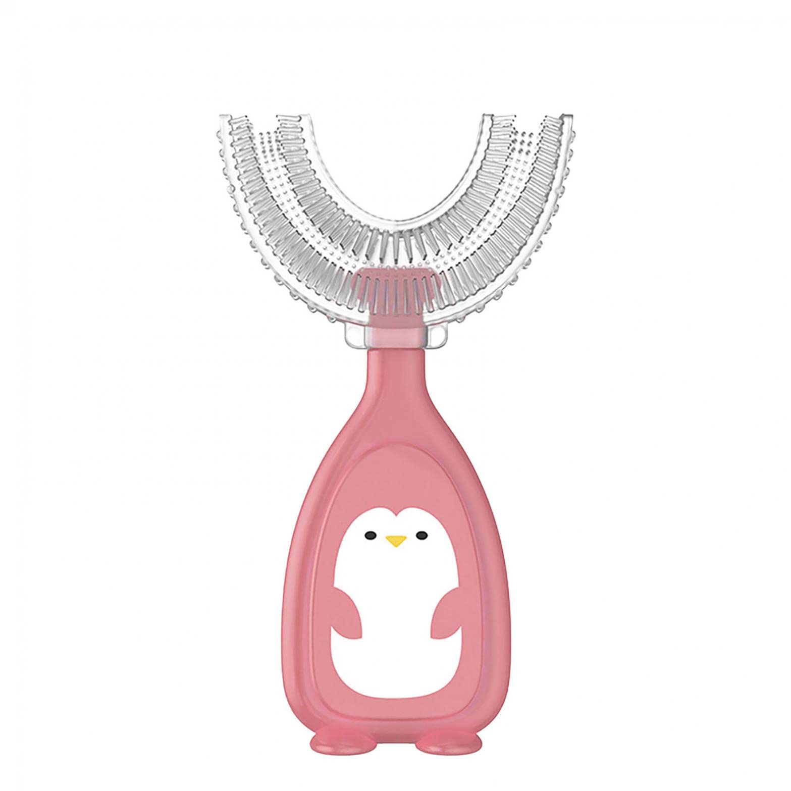 U Shaped Toothbrushes Kids Soft Silicone Manual Training Tooth Brush, All Rounded Tooth Cleaning Tool for Age 2-12, A01#pink, Age 2-6 (travel toothbrushes)