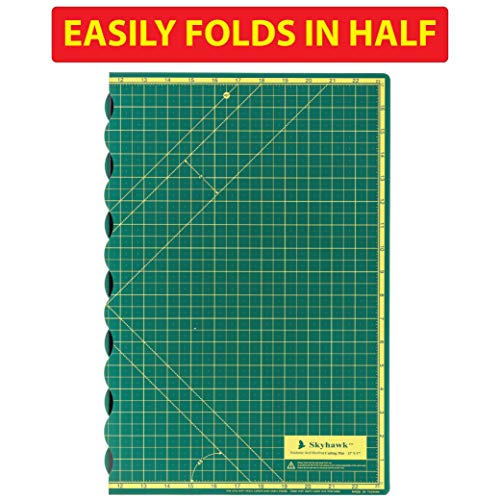 Skyhawk Self Healing Folding Rotary Cutting Mat for Quilting, with 23"x17" Grids & Non-Slip Base, Great for Crafts, Quilting, Sewing, Scrapbooking. Foldable into Convenient Travel Size.