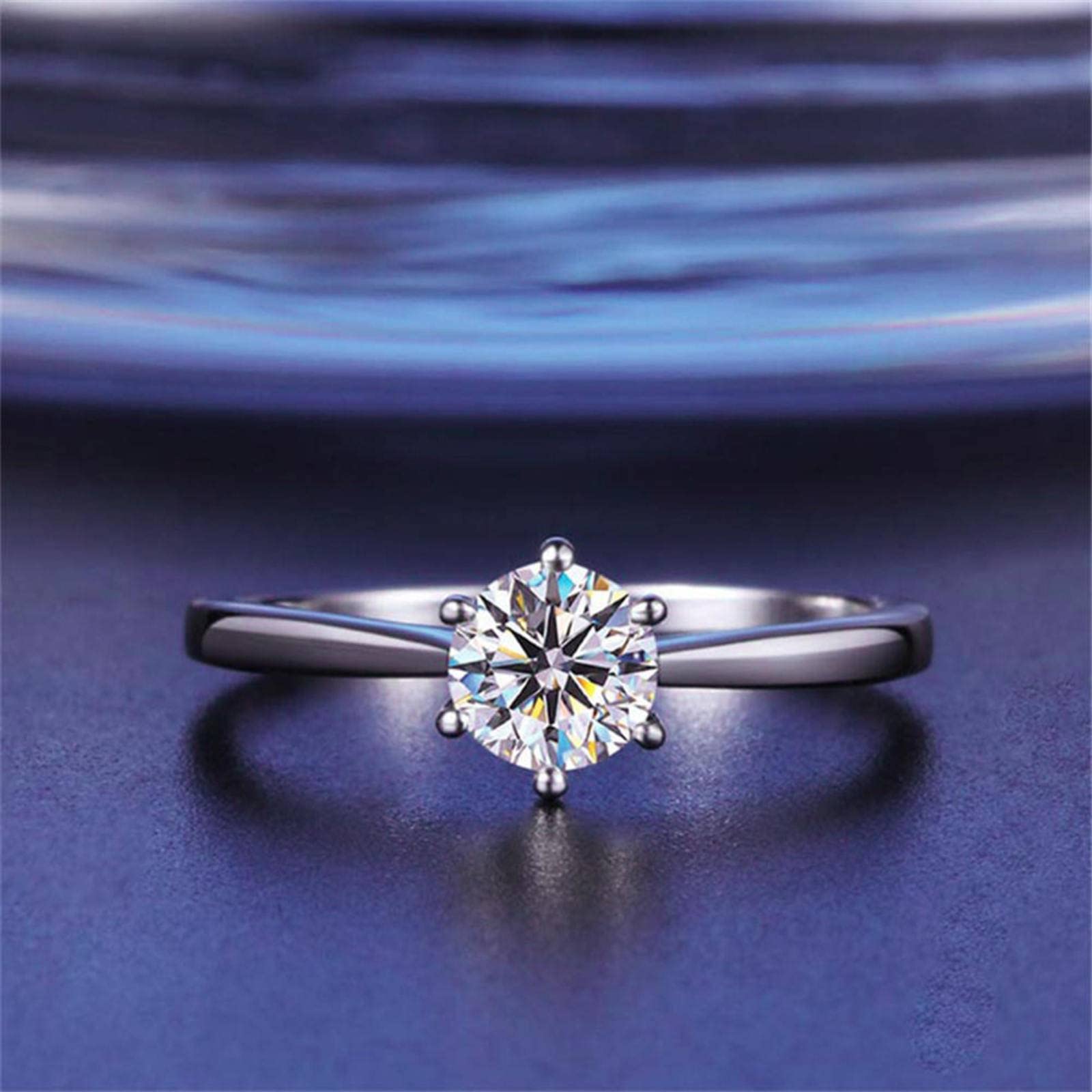 TIANYU GEMS 1.0ct 925 Solid Sterling Silver Engagement Moissanite Ring for Brid Wedding Band (White 0.5CT, 6.5)